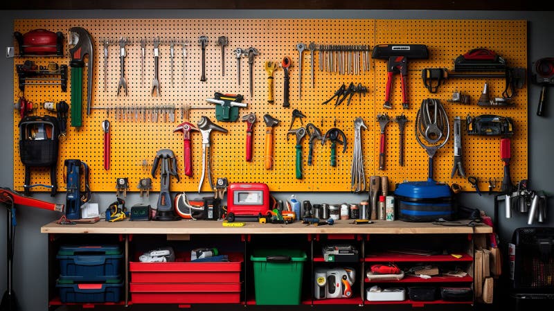 A Perfectly Organized Tool Shed with Tools Stock Illustration ...