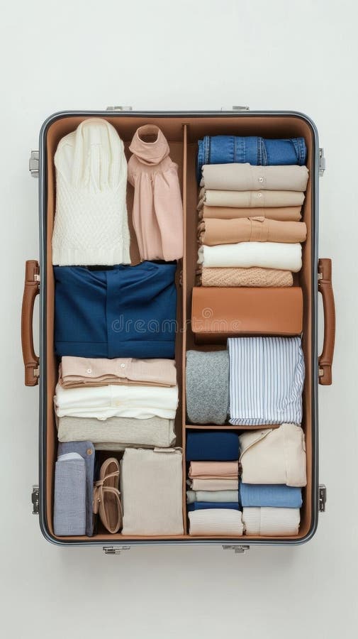 Perfectly Packed Suitcase, Organized Travel Essentials Stock Image ...