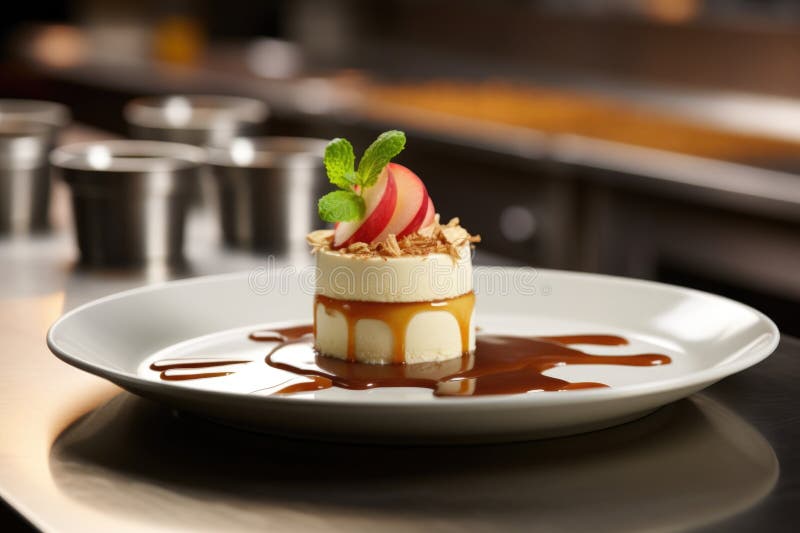 Perfectly Plated Dessert Dish on a Restaurant-grade Kitchen Counter ...