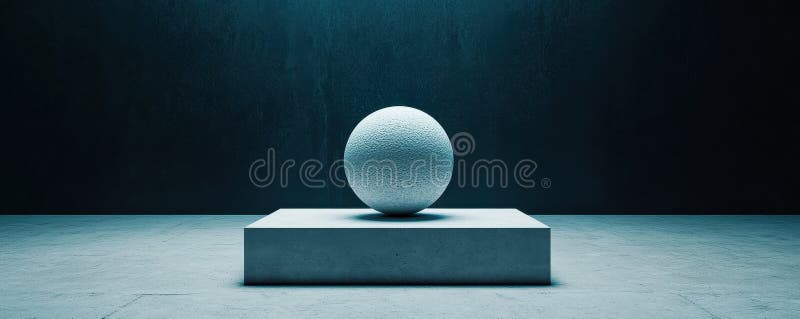 Minimalist Sphere on Platform Abstract 3D Render Textured Surface ...