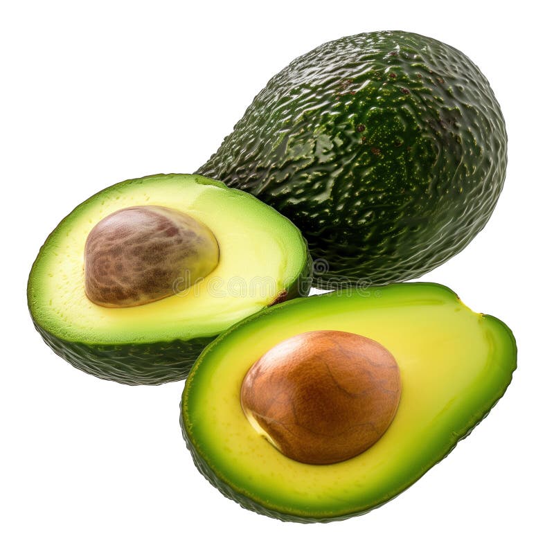 Perfectly Ripe Avocado Halves with Pit on Isolated White Background ...