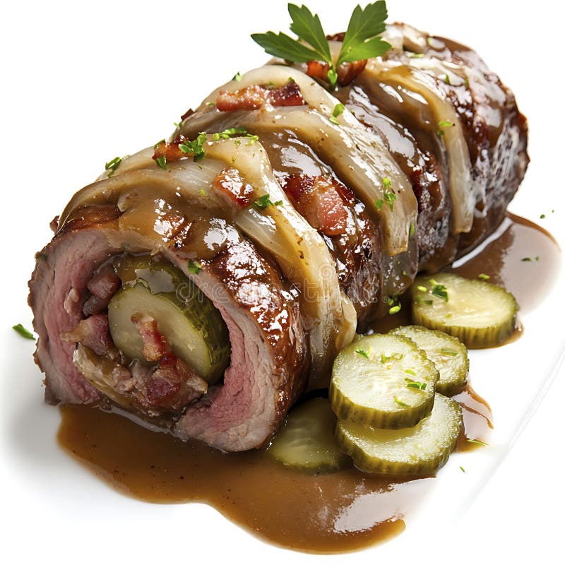 Perfectly Rolled Beef Rouladen Classic German Dish with Toppings Stock ...