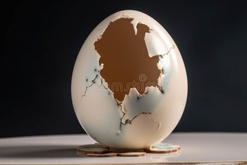 A Perfectly Round Eggshell with a Crack Running through Its Center. AI ...