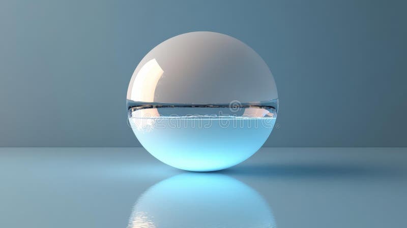 Minimalistic Water Sphere on Sky Blue Background Stock Illustration ...