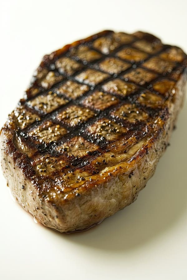 Perfectly Seared Beef Steak with Deep Grill Marks on a Clean White ...