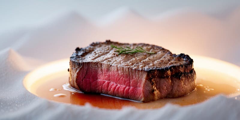 A Perfectly Seared Rare Beef Filet Mignon Steak Stock Image - Image of ...