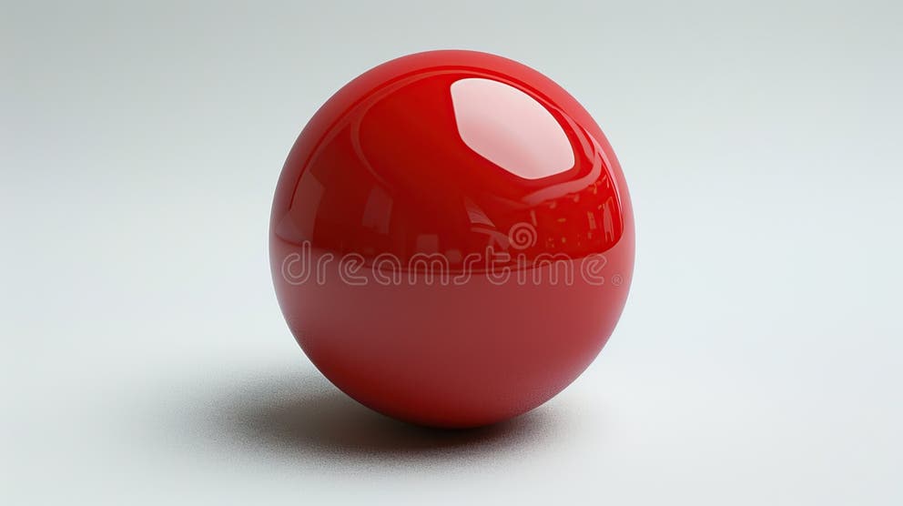 A Perfectly Smooth, Shiny Red Sphere with a Slight Shadow Cast Against ...