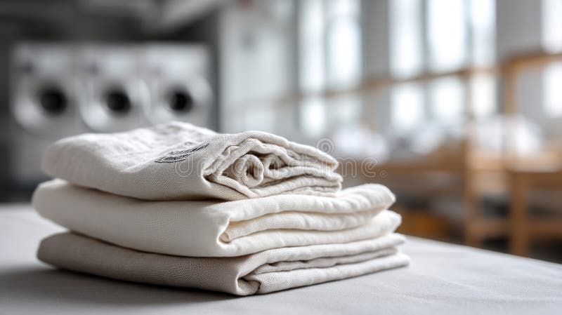 A Perfectly Stacked Pile of Clean, White Linens Sits Ready, with a ...