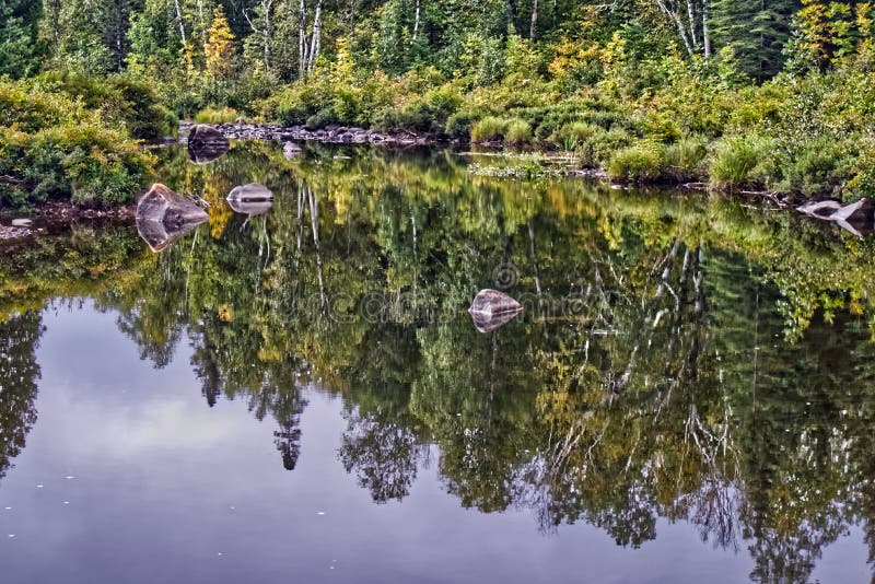 Perfectly Still Reflection by Water on a River, , Thunder Bay, on ...