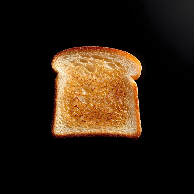Perfectly Toasted Slice of Bread Illuminated on Solid Black Background ...