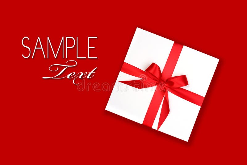 Red Gift Wrapped with Ribbon and Tag Stock Photo - Image of design ...