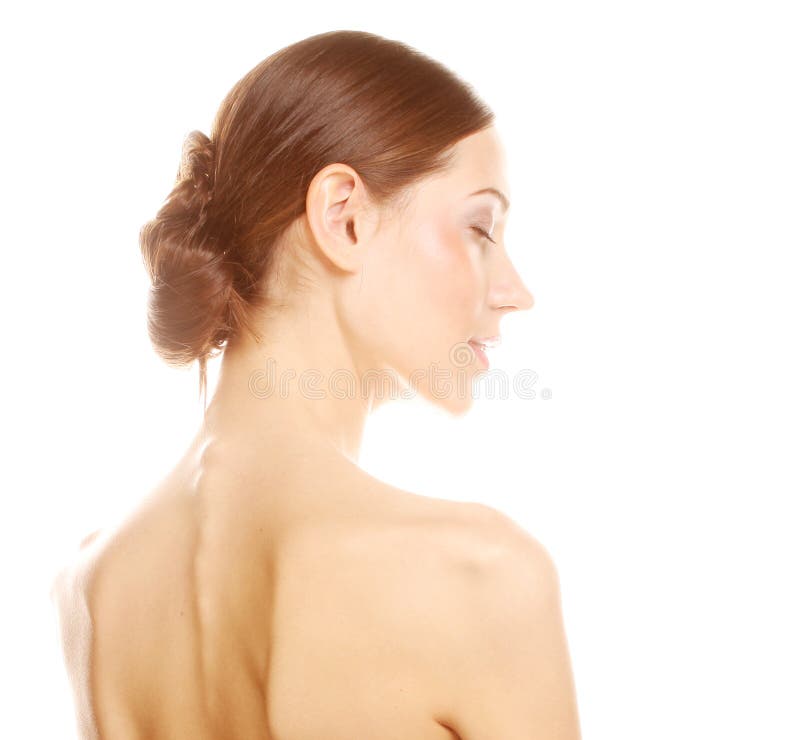 Perfil Bonito Da Mulher No Branco Foto de Stock - Imagem de branco ...