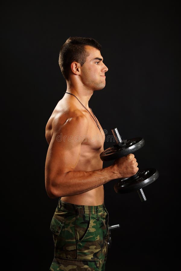 Perfil De Ejercitar Al Hombre Imagen de archivo - Imagen de lifestyle ...