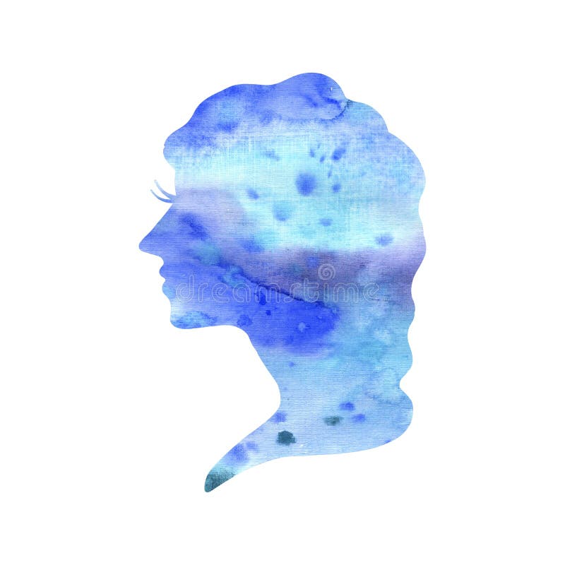 Perfil De La Acuarela De Una Mujer Stock de ilustración - Ilustración ...