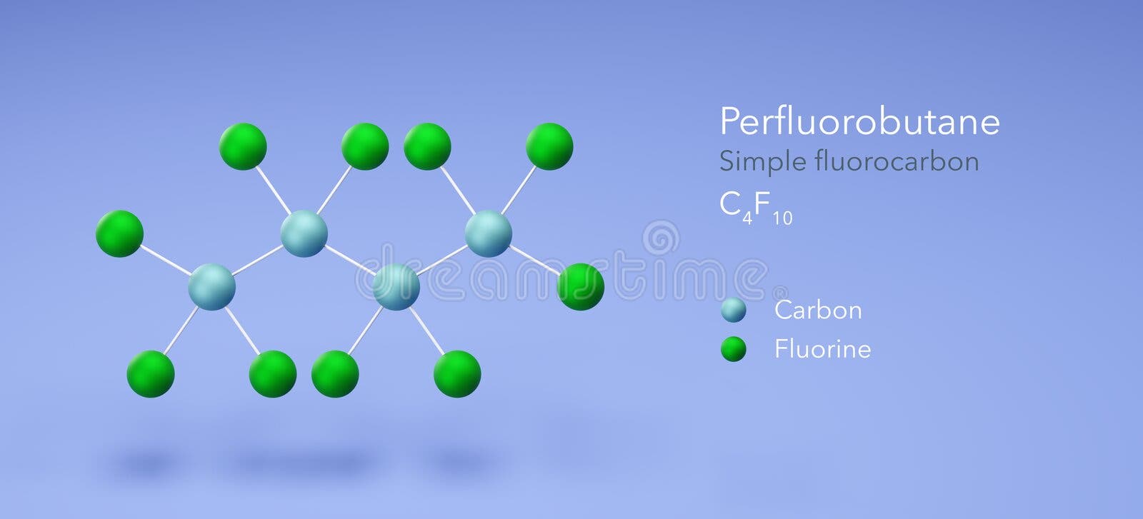 Perfluorobutane Molecule 3d, Molecular Structure, Ball and Stick Model ...