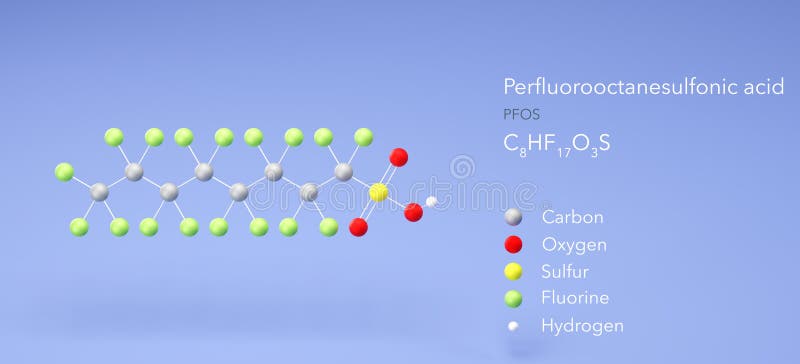 Perfluorooctanesulfonic Acid Molecular Structure, 3d Model Molecule ...