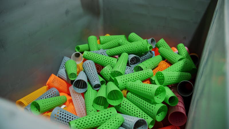Perforated Coloring Tubes in a Large Basket. Spinning Production ...