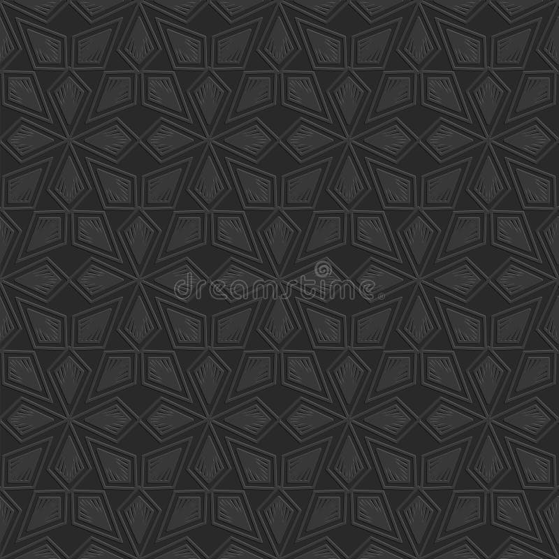 Perforated Embossed Seamless Pattern on Dark Gray Background, Arabic ...
