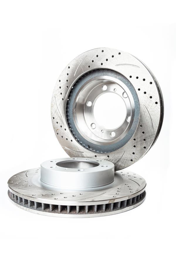 Perforated Improved Brake Discs for Better Braking Isolated on White ...