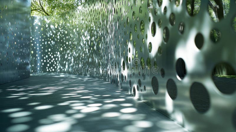 Perforated Metal Screen with Light and Shadow Patterns Stock ...