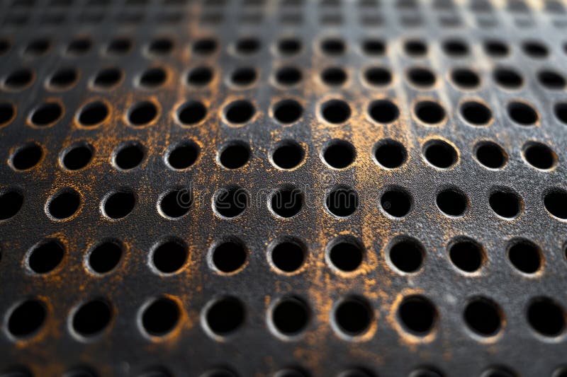 Perforated Metal Surface with Regular Holes and Rust Creating an ...
