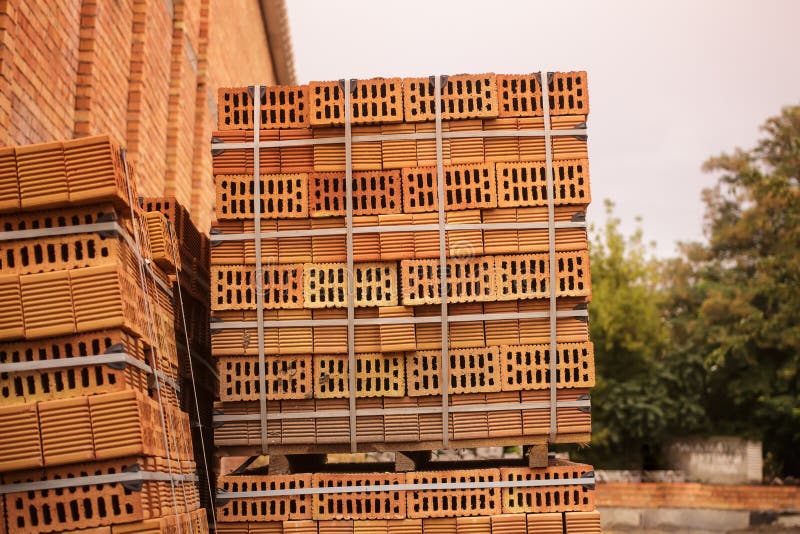 Perforated Orange Bricks Stacked in a Blocks Stock Photo - Image of ...