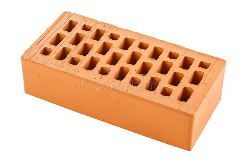 Perforated Red Brick Isolated on White Background Stock Image - Image ...