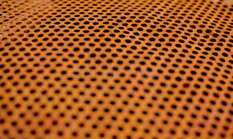 Perforated Rusty Iron Sheet Texture. Surface of Industrial Mesh with ...