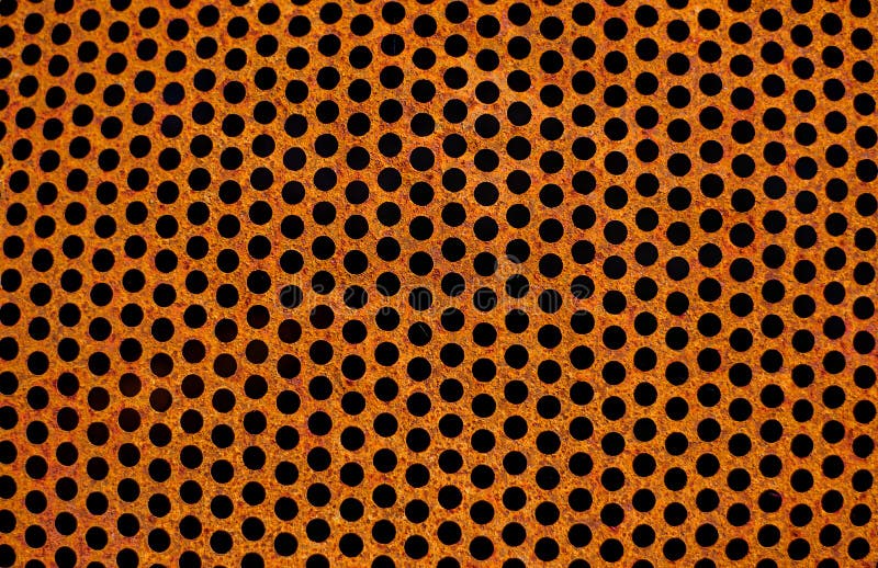 Perforated Rusty Iron Sheet Texture. Surface of Industrial Mesh ...