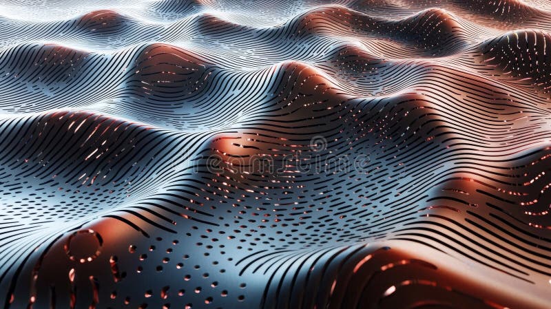 Perforated Texture on an Abstract Background with Wavy Lines. Stock ...