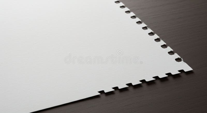Perforated White Paper on a Dark Wooden Surface. the Paper Edge ...