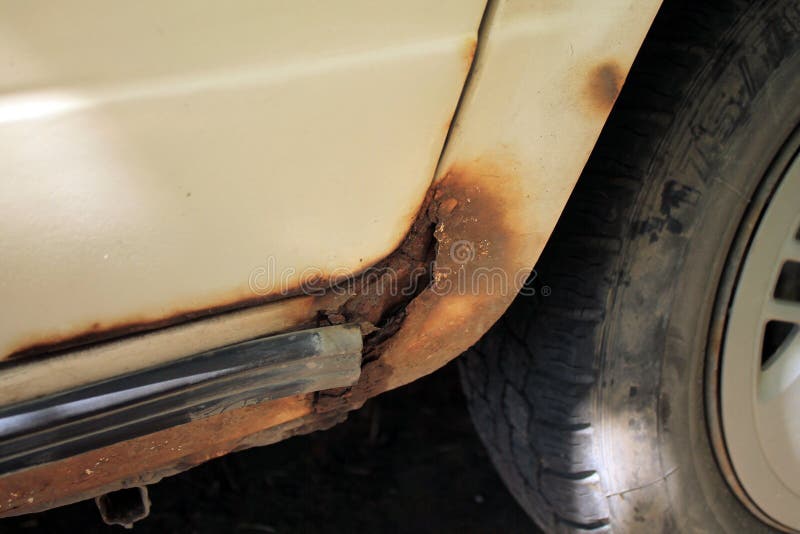 Perforating Corrosion of Old Car`s Threshold. Stock Photo - Image of ...