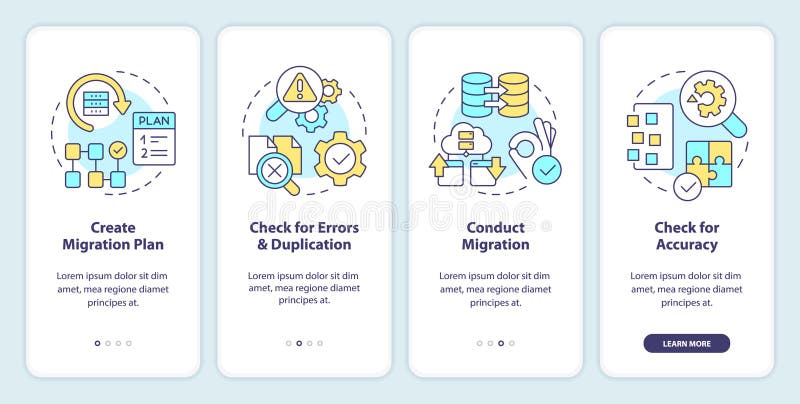 Perform Cms Data Migration Onboarding Mobile App Screen Stock Vector