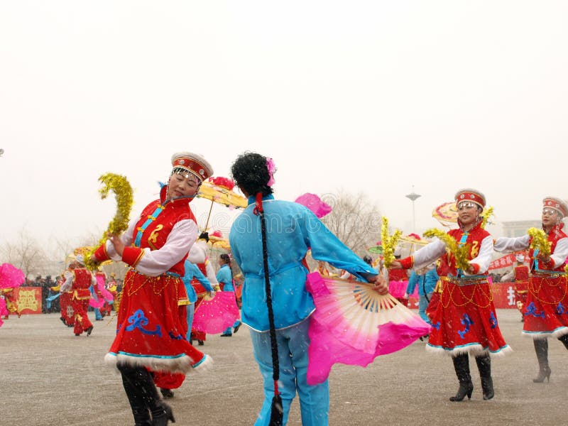 Perform Traditional Dance Yangge In The Snow Editorial Photography ...