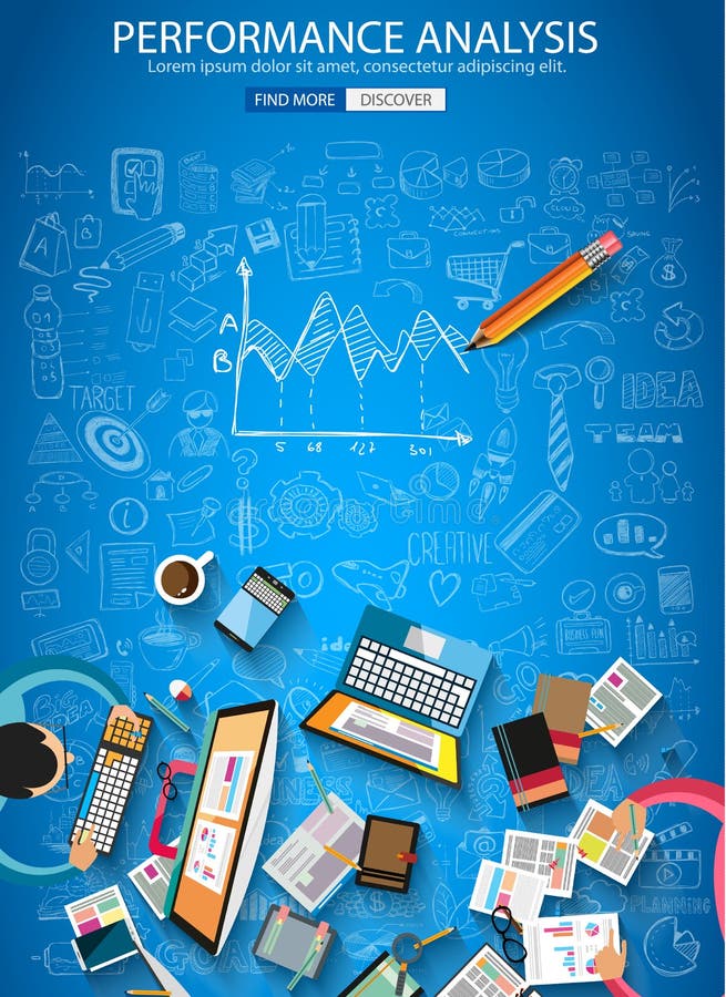 Performance Analysis Concet with Doodle Design Style Stock Vector ...