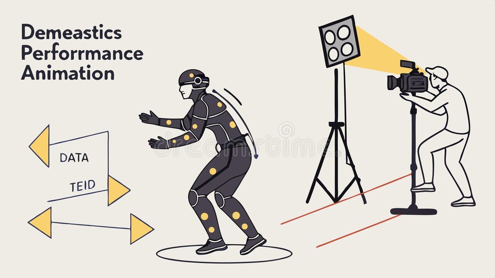 Performance Animation Process, Motion Capture and Digital Art Vector ...