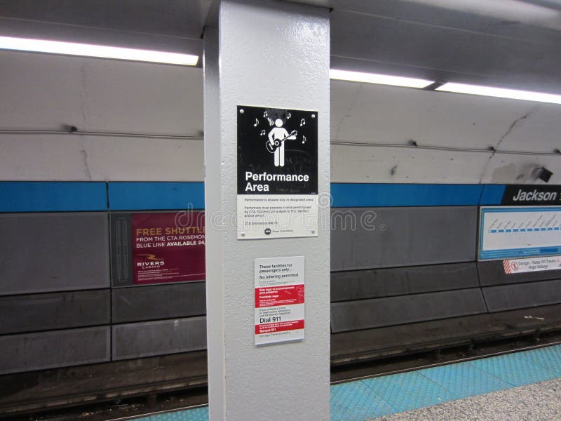Performance Area Jackson Station Blue Line Chicago USA Editorial ...