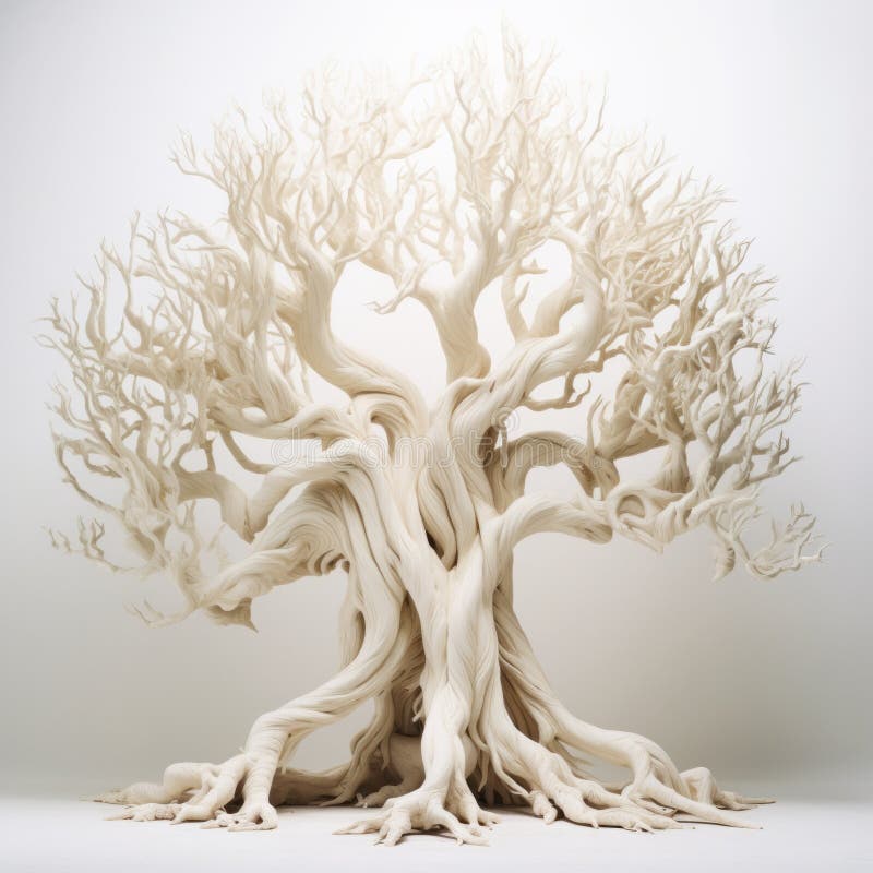 Performance Art Tree Carving on White Background Stock Illustration ...
