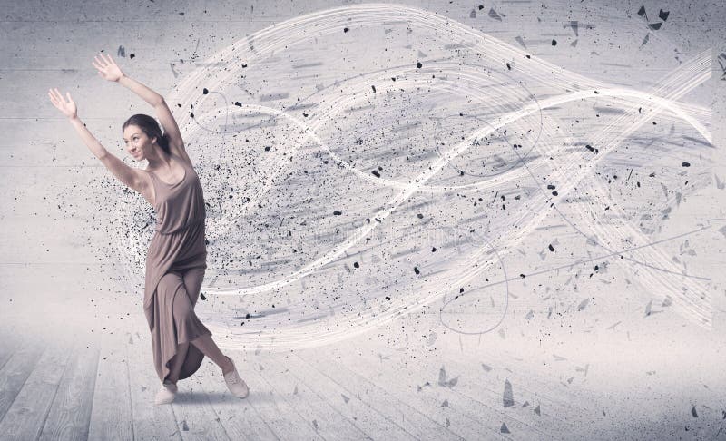 Performance Ballet Dancer Jumping with Energy Explosion Particle Stock ...