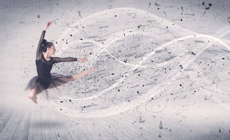 Performance Ballet Dancer Jumping with Energy Explosion Particle Stock ...