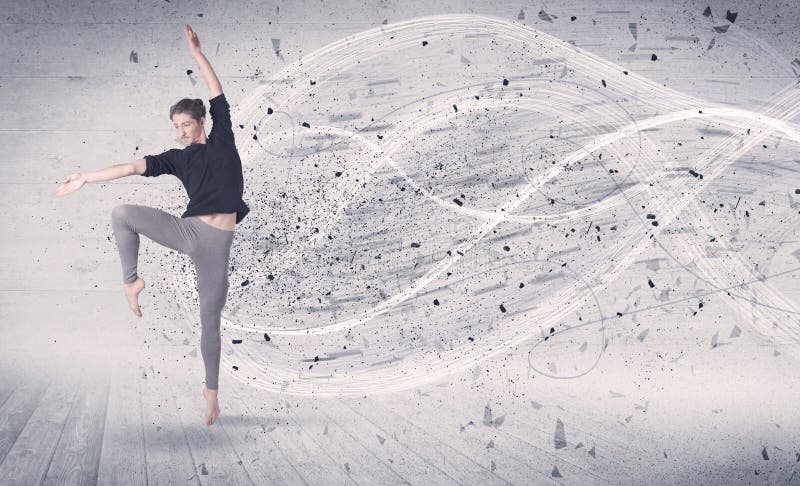 Performance Ballet Dancer Jumping with Energy Explosion Particle Stock ...