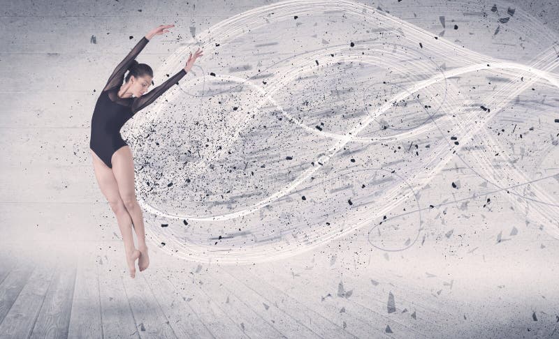 Performance Ballet Dancer Jumping with Energy Explosion Particle Stock ...