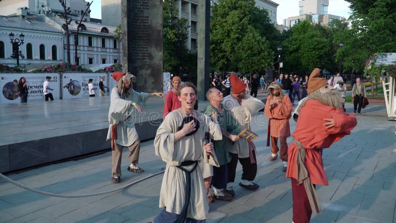 Performance of Buffoons in the Clothes of the Middle Ages Stock Footage ...