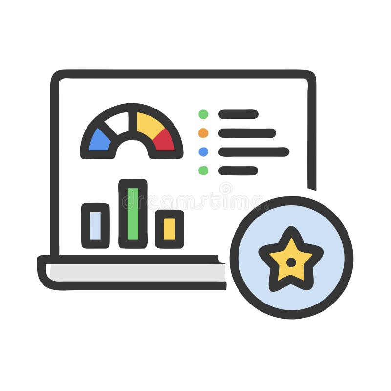 Performance Dashboard with Star Badge Vector Illustration Graphic Stock ...