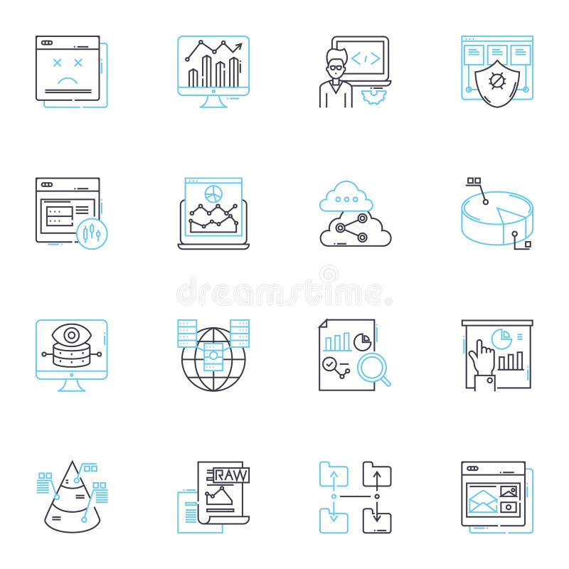 Productivity Metrics Linear Icons Set Efficiency Outputs Metrics