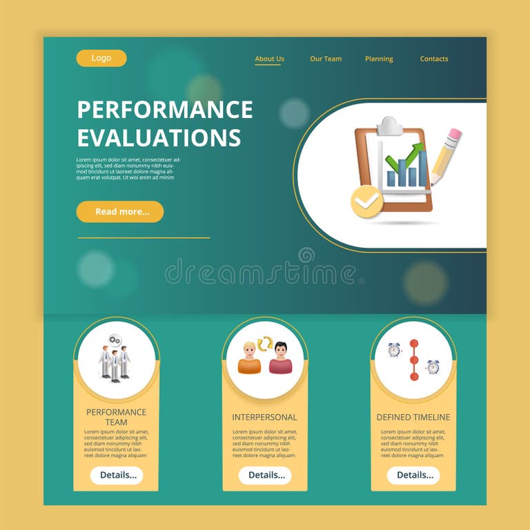 Performance Evaluations Flat Landing Page Website Template. Performance ...