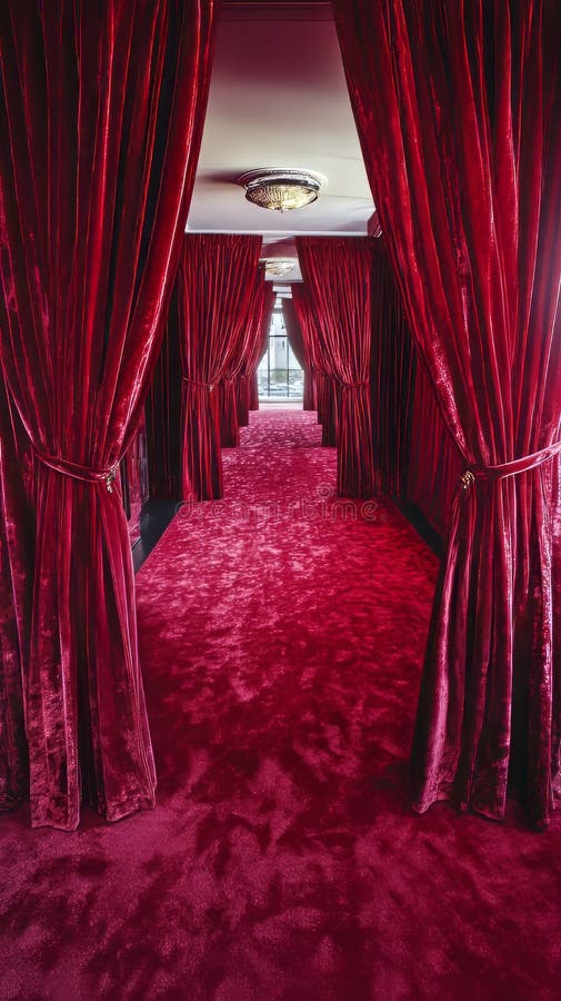 A Performance Features Elegant Red Curtains that Frame a Vibrant ...