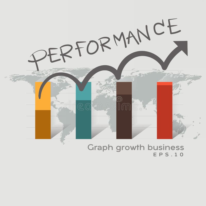 Performance Graph Business on the World Map. Business Development To ...