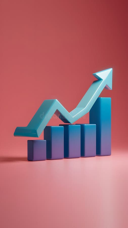 Performance Graph Icon 3D Rendered on White Background with Shadow ...