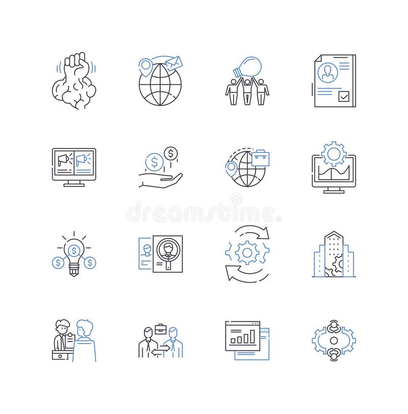Performance Growth Line Icons Collection. Development, Advancement ...